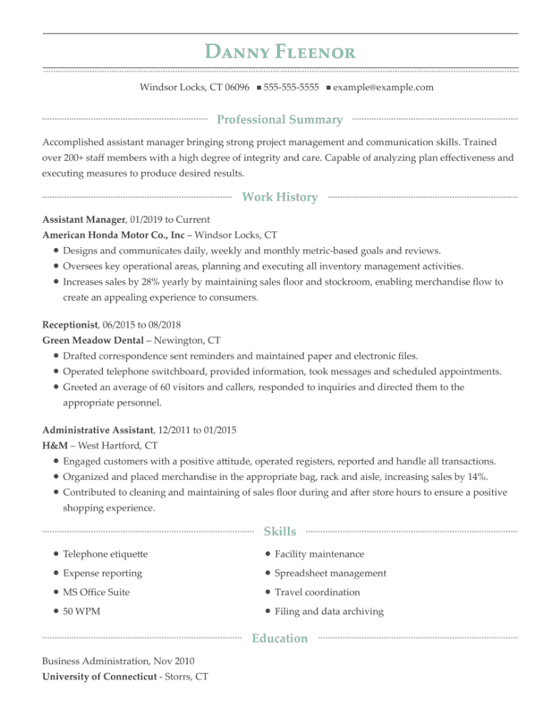 Assistant Manager CV Examples, Samples & Tips for 2024 Assistant Manager CV Examples, Samples & Tips for 2024