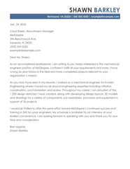 Mechanical Engineer Cover Letter Examples Mechanical Engineer Cover Letter Examples