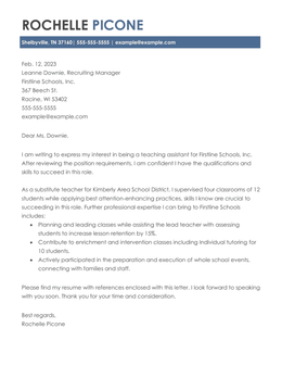 Best Teaching Assistant Cover Letter Examples In 2023
